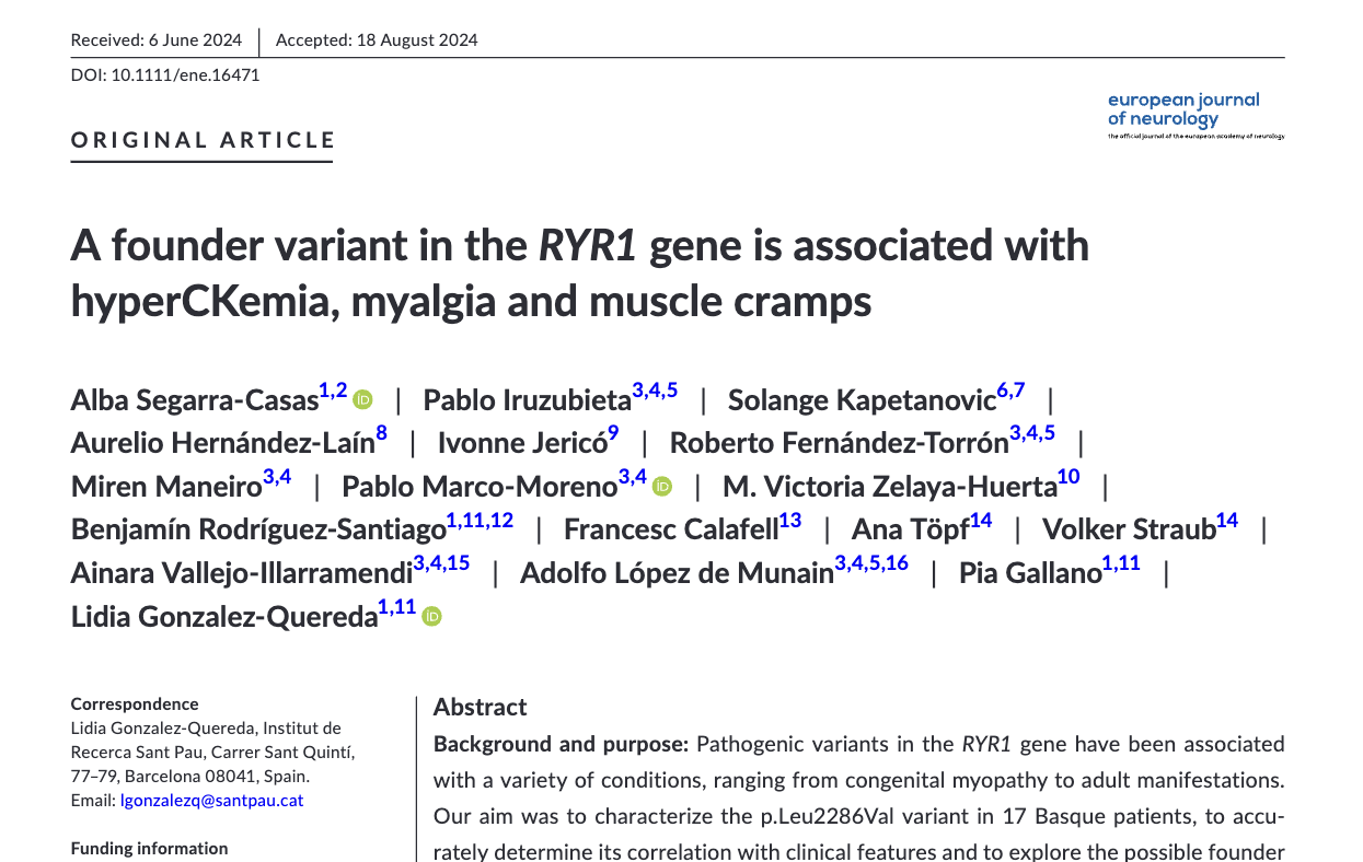 A founder variant in the RYR1 gene is associated with hyperCKemia ...